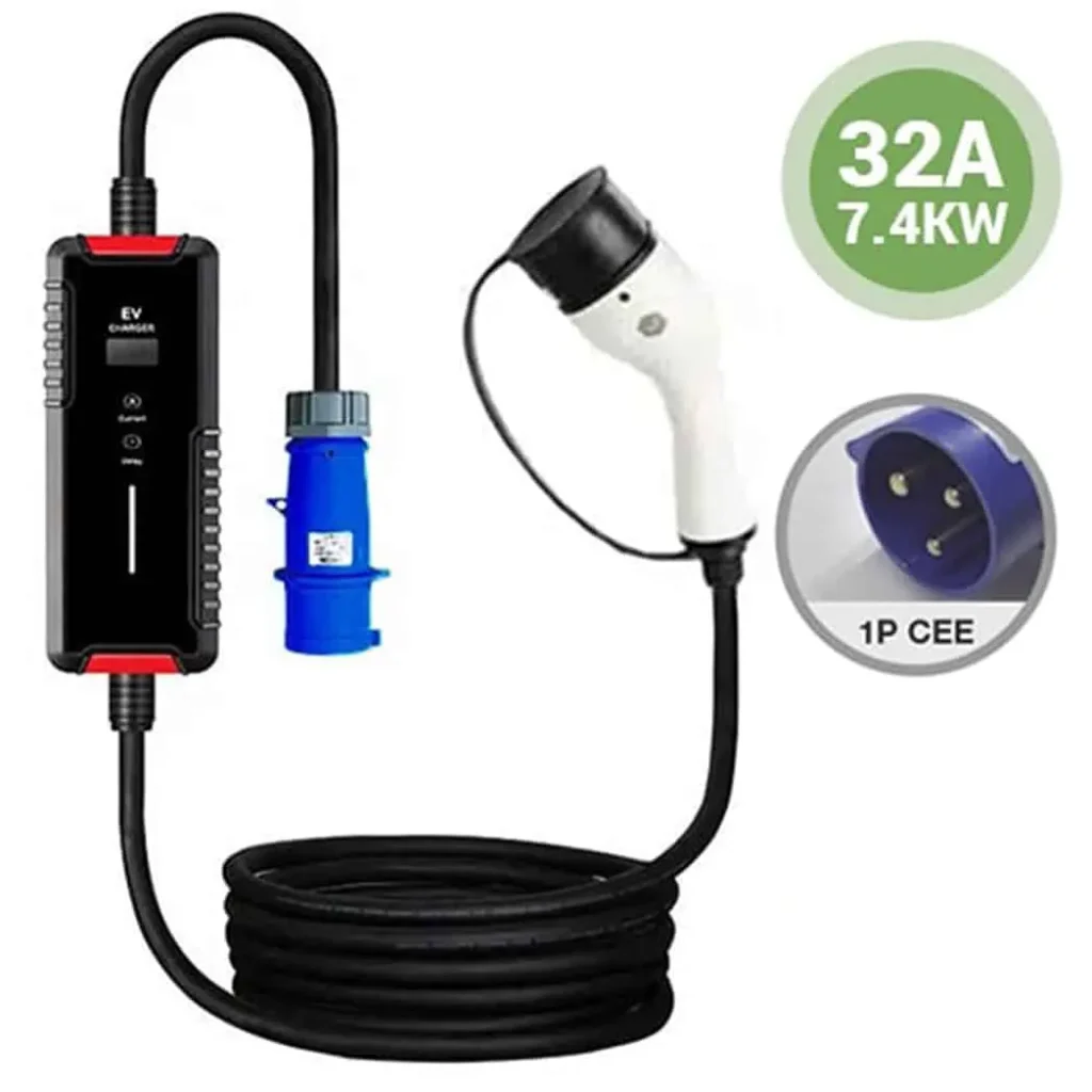 Mercedes 32A 230V / 240V CEE-Ladegerät. Blauer Stecker.